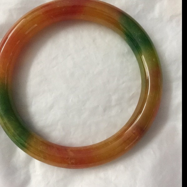 Vintage Translucent Yellow, Red, Green Jadeite Jade Bangle Bracelet ...