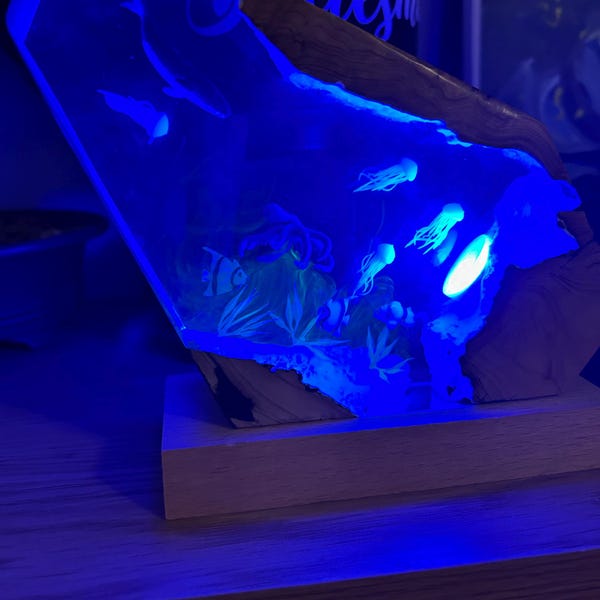 Diver Resin Night Lights Whale Resin Lamp for Home Decor Cave Miniature ...