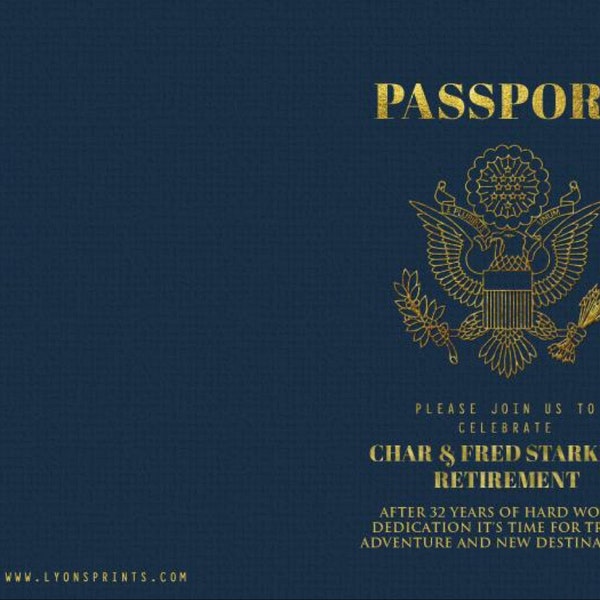 Passport Retirement Party Invitation, Bon Voyage Theme (digital Files ...