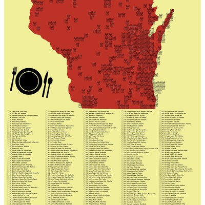 Wisconsin Supper Club Map Digital Download - Etsy