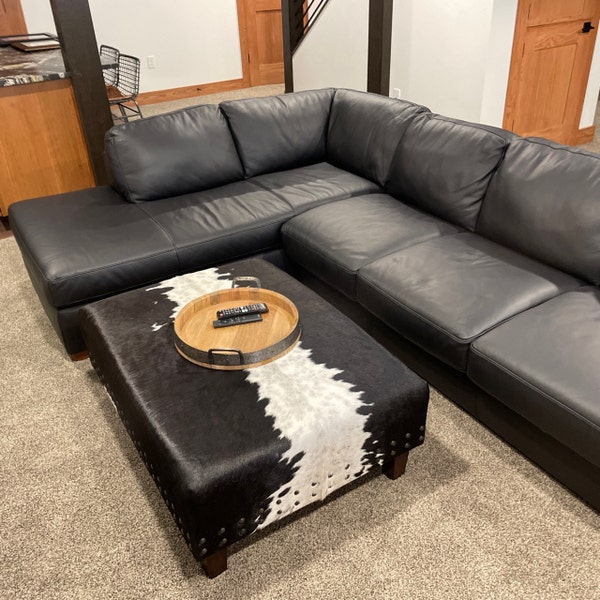 Custom Build Round Cowhide Ottoman - Etsy