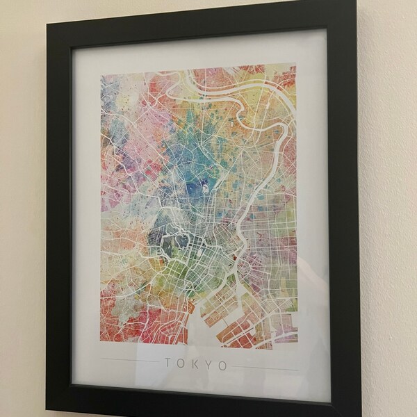 Tokyo Map City Street Map of Tokyo Japan Art Print Watercolor ...