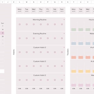 Google Sheets Monthly Calendar and Planner, Digital Planner Spreadsheet ...