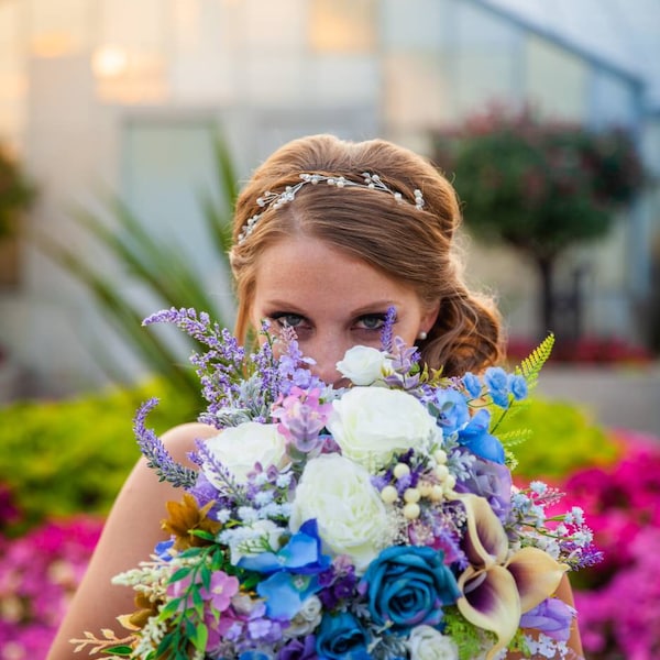 Crescent Silk Floral Arrangement | Elegant Faux Flower Centerpiece ...
