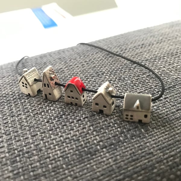 House Necklace, Sterling Silver House Necklace, Silver Home Pendant ...