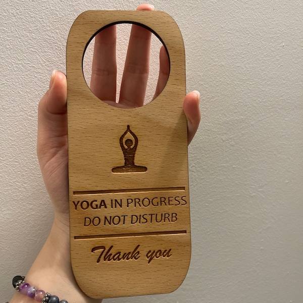 Personalized Yoga in Progress Wooden Door Sign - Etsy
