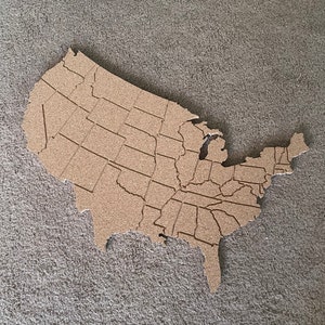 USA Cork Board, USA Corkboard Map, Pin Board, USA Bulletin Board ...
