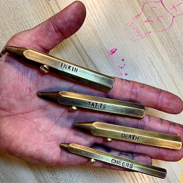 CBW10 Hand Poke Brass Pen Pencil Tool Tattoo Holder Needle - Etsy