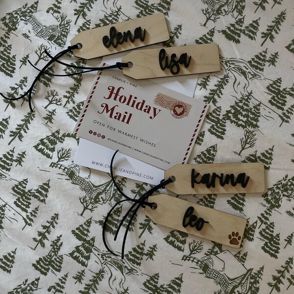 Stocking Name Tags, Christmas Stocking Tags, Personalized Stocking Name ...