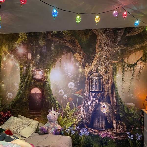 Magic Forest Wall Mural / Fairy Wall Mural / Enchanting Woodland ...