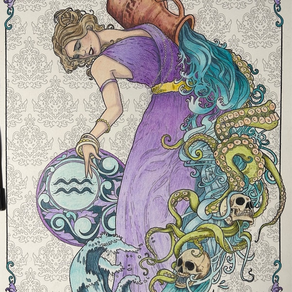Coloring Page // AQUARIUS - Etsy