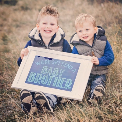 We're Getting a Baby Brother Gender Reveal Pregnancy Announcement Sign ...