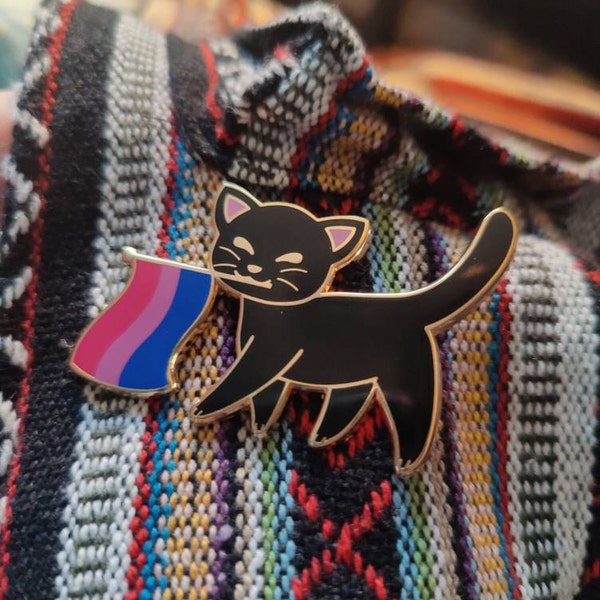 PREORDER Bisexual Pride Flag Cat Hard Enamel Pin | Lapel Pin | Bi Flag ...
