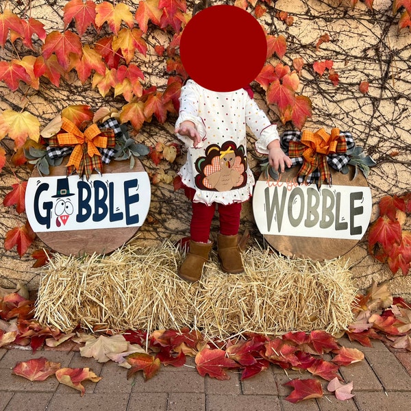 Gobble Til You Wobble Double Door Hanger, Double Fall Wreath ...