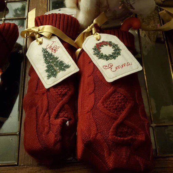 6 Inch Embroidered Stocking Gift Tag - Etsy