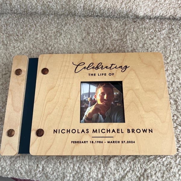 Personalized Retirement Book Wooden Guest Book With Custom Engraved ...