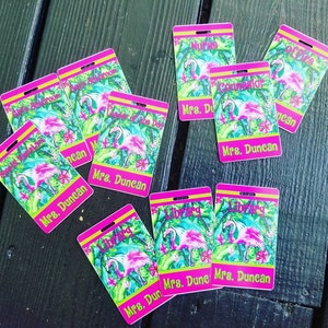 Flamingo Theme Classroom Hall Passes for Teachers, Personalized, Set of ...