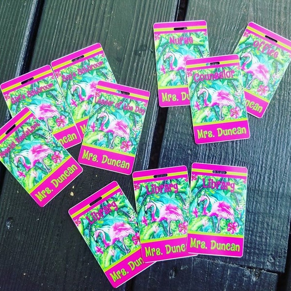 Flamingo Theme Classroom Hall Passes for Teachers, Personalized, Set of 10 - Etsy