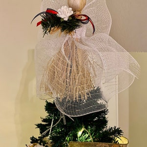 Christmas Tree Topper Raffia Angel Tree Topper Cream & - Etsy