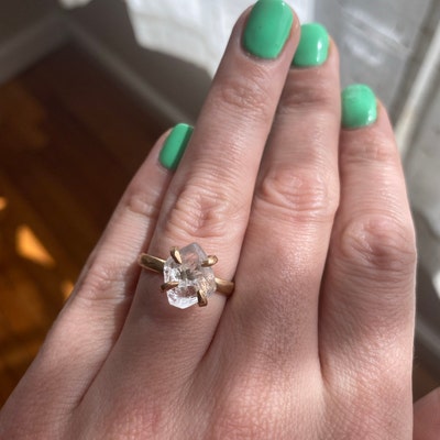 Raw Rose Gold Herkimer Diamond Ring/gorgeous Rough Uncut Herkimer ...