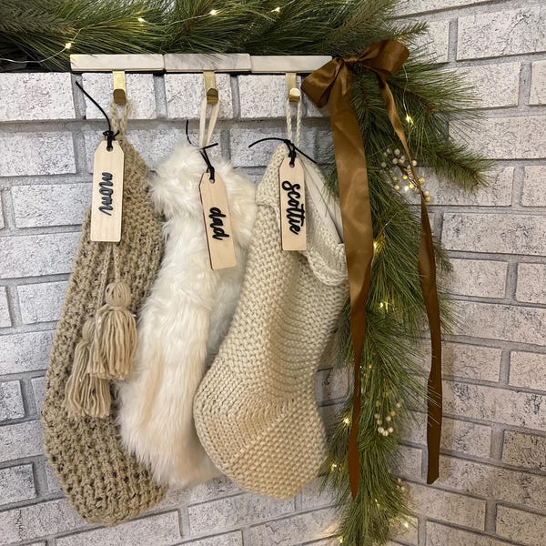 Stocking Name Tags, Christmas Stocking Tags, Personalized Stocking Name ...