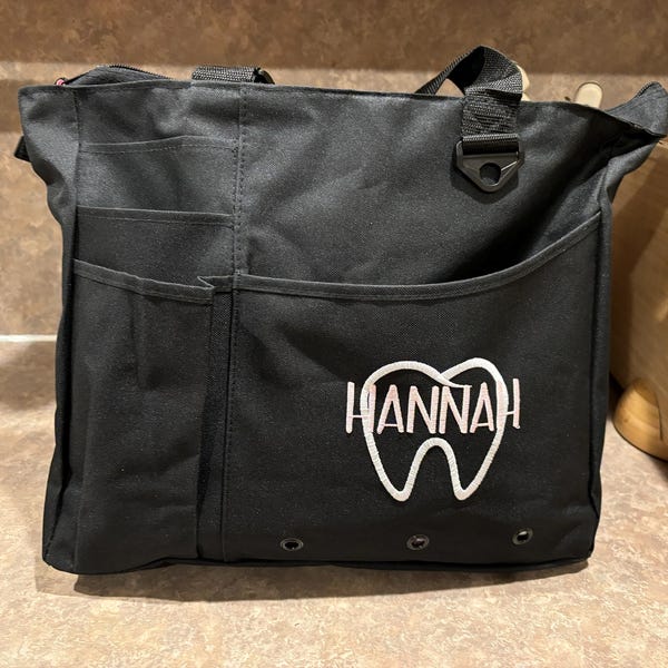 Large Tote With Name Embroidered Zippered Tote Bag Monogrammed Car Bag ...