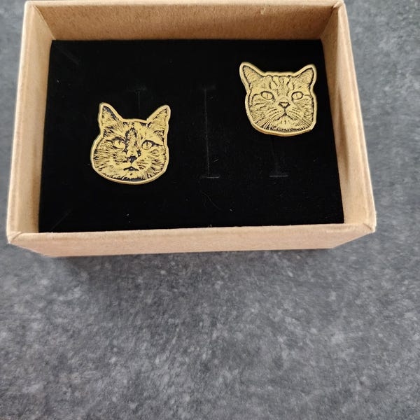 Custom Cat Portrait Cufflinks, Personalized Pet Portrait Cufflinks, Any ...