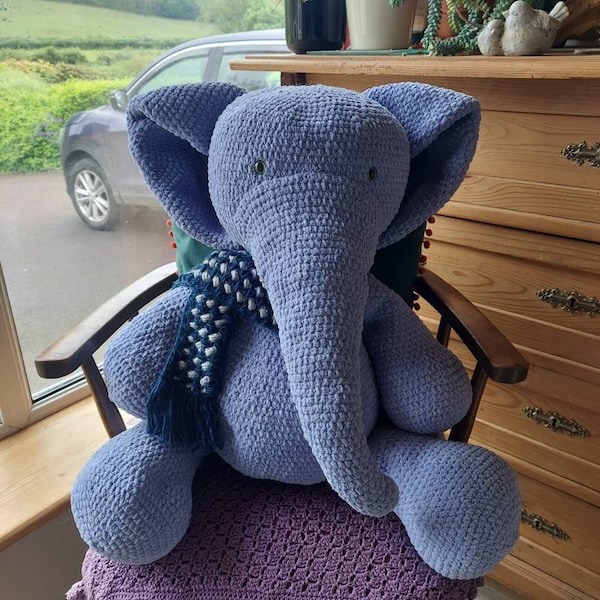Crochet Big Grey Elephant Pillow Pattern, Big Elephant Pattern ...