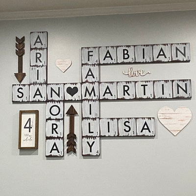 Wall Scrabble Tiles 4.5 Wood Tile Blocks Gallery Wall - Etsy