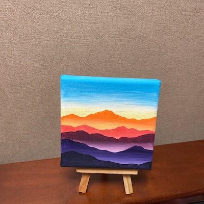 MADE TO ORDER 4x4 Mini Canvas Beach Scene Acrylic Painting With Easel ...