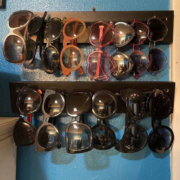 White Melamine Sunglass Rack: Wall Mount Eyeglass Organizer - Etsy