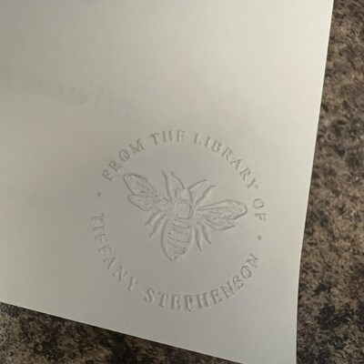 Bee Book Embosser Personalized Bee Library Embosser Stamp Rubber Stamp ...