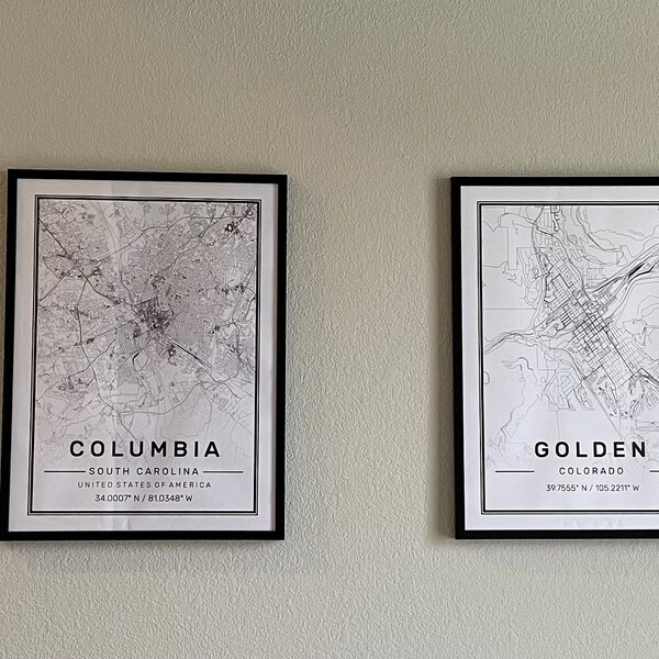 City Map Prints, Custom Personalised, 3 for the Price of 2 Modern Wall ...