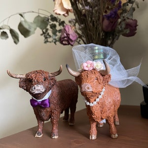 Highland Cow-bull-wedding-cake Topper-bride-groom-farm-farmhouse-animal ...