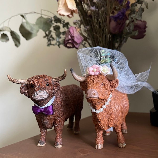 Highland Cow-bull-wedding-cake Topper-bride-groom-farm-farmhouse-animal ...
