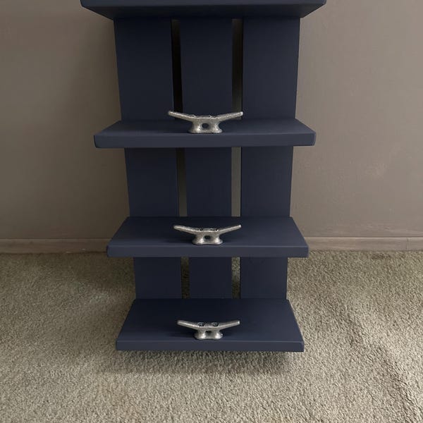 Nautical Bathroom Wall Shelf With Hooks, Bathroom Shelving Unit for ...