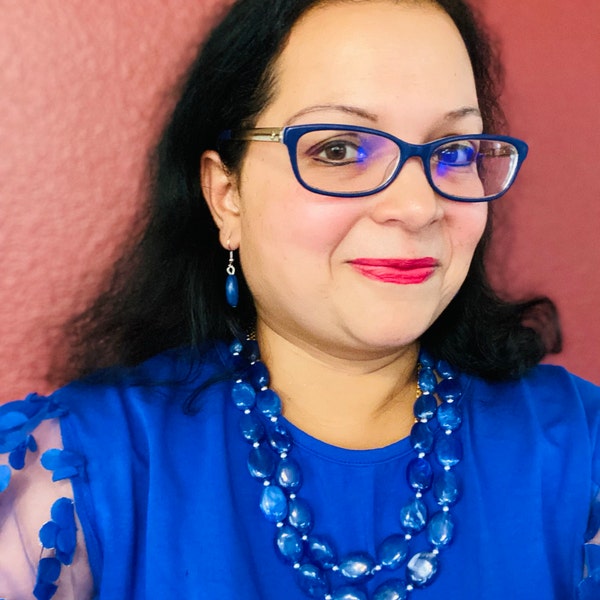 Multicolor Chunky Pearl Necklace Set, Statement Necklace, Long Beaded ...