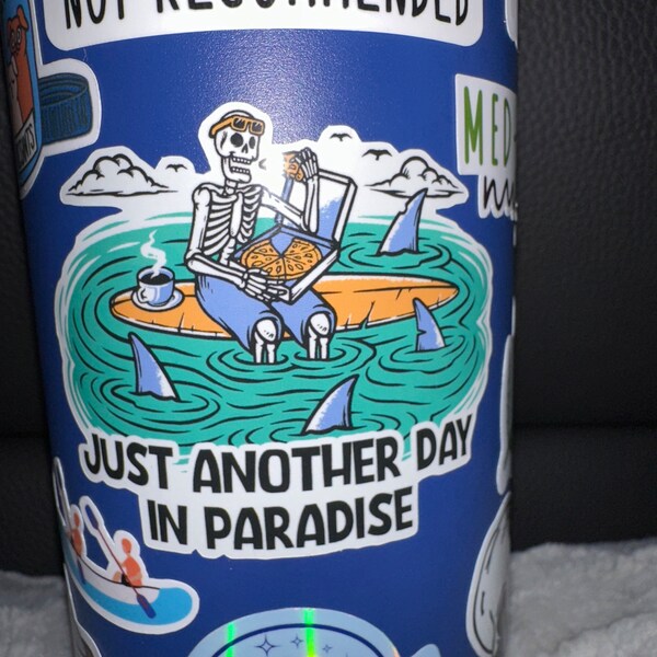 Just Another Day in Paradise Skeleton Waterproof Vinyl Sticker - 3" X 2 ...