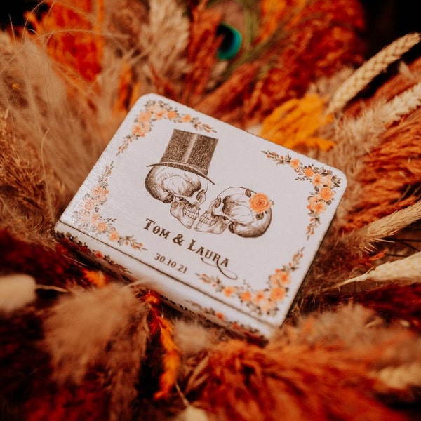 Gothic Ring Bearer Box Skulls Ring Box Halloween Wedding Ring Box Black ...