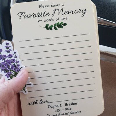 Handmade Memorial Share a Memory Cards Memorial Cards Share Words of ...