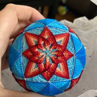 Japanese Temari Ball Handmade Geographic Design With a Whole Ball ...