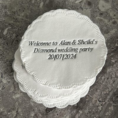 100 X Personalised Paper Drinks Coasters Wedding Anniversary Birthday ...