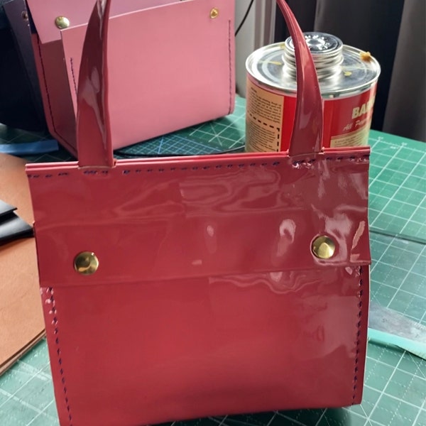 Rose Red Color Patent Leather Hides // Genuine Animal Lacquer Leather ...