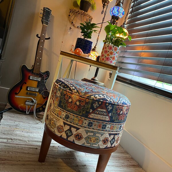 Round Pouf Stool, Bedroom Pouf, Footstool Ottoman, Tufted Stool, Piano ...