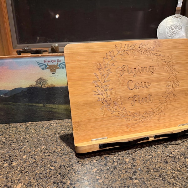 Personalized Cookbook Stand - Engraved Bamboo Recipe Stand - Wooden ...