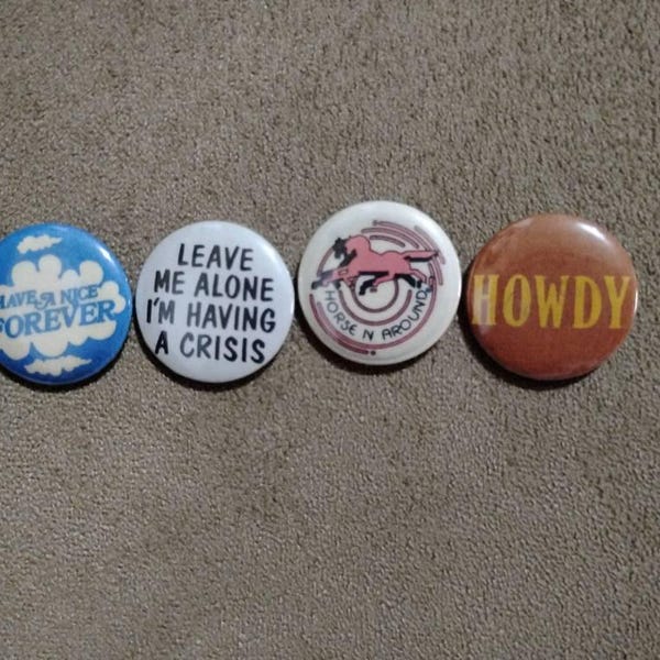 Vintage Style Pinback Buttons - Novelty Reproduction Pins ...