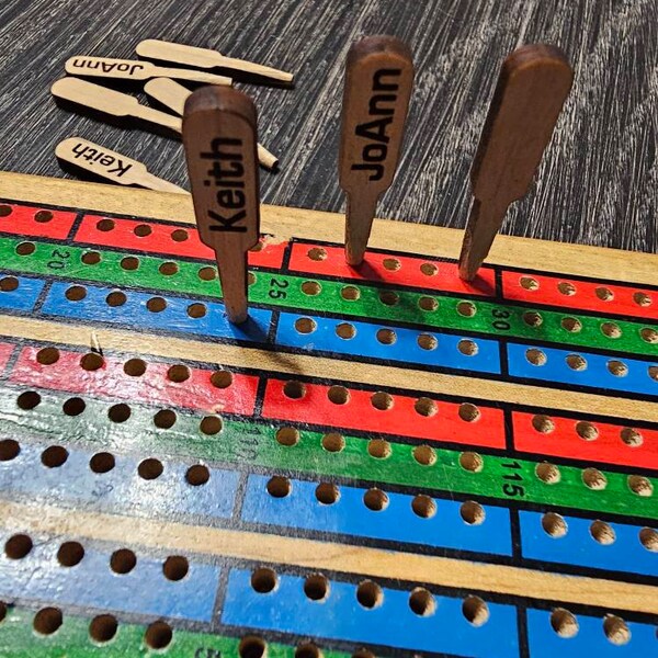Personalized Cribbage Pegs, Custom Engraved Maple or Cherry Wood - Etsy