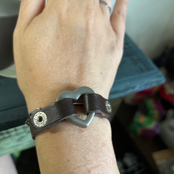 Handmade Leather Grief Bracelet/ Wear a Ring Bracelet/ Widow Bracelet ...