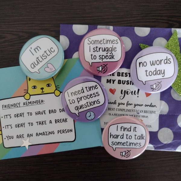 I Need Time to Process Questions Pin Badge | Autism Pin Badge - Mental ...