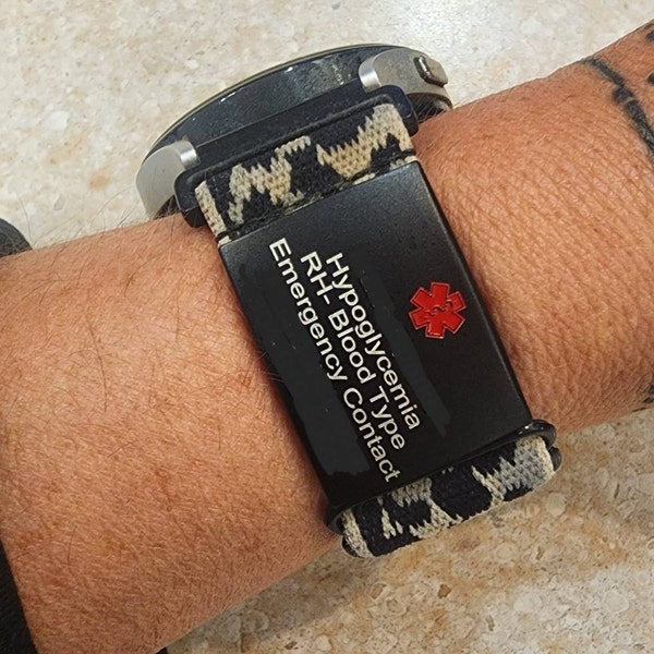 Alert ID Tag for Watch Band, Engraved Apple Watch Safety Plate, Fitness ...